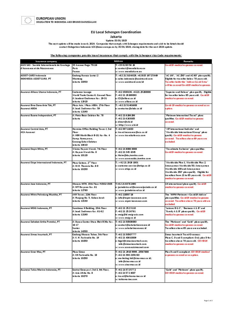 2023 List of insurances - Final | PDF | Jakarta | Indonesia