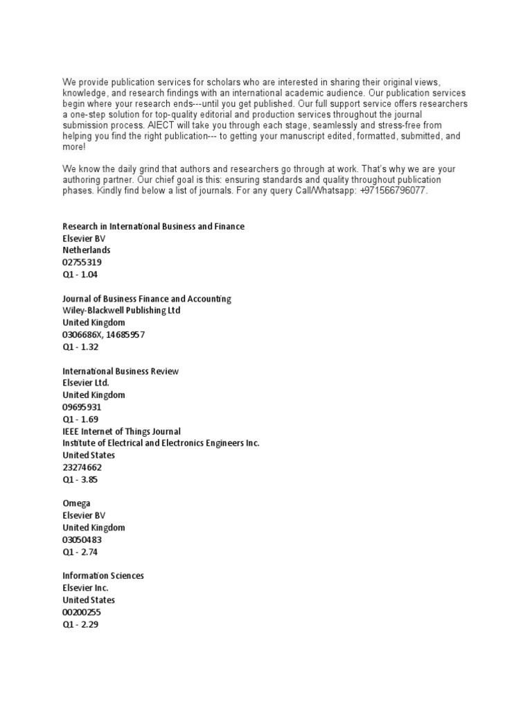Academic Publication Services Guide | PDF | Elsevier | Bio Med Central