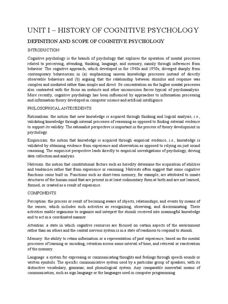 Unit I | PDF | Behavioural Sciences | Science