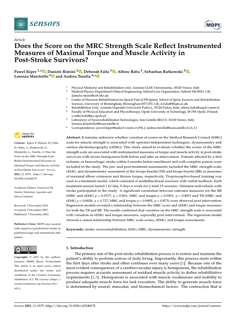 Does The Score On The MRC Strength Scale Reflect Instrumented | PDF ...