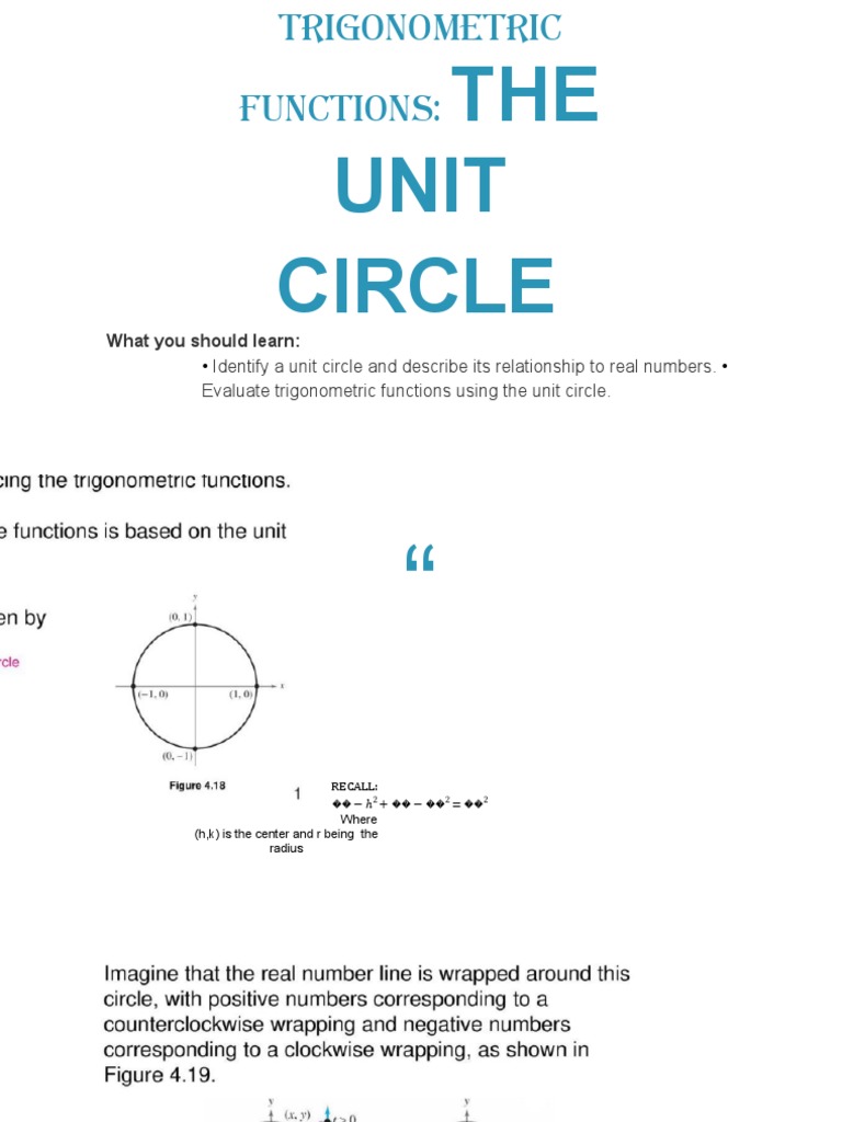 Trigonometric Functions UNIT CIRCLE | PDF | Teaching Methods & Materials | Technology & Engineering