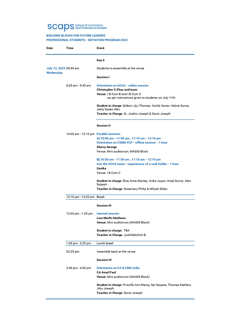 2023 PS Students Orientation Program - 12thjuly23 | PDF