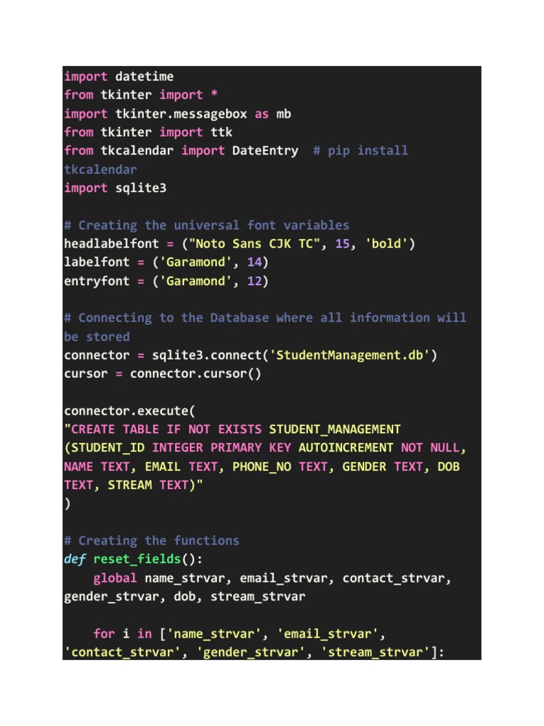 Student Management System Project in Python | PDF | Computer Engineering | Software