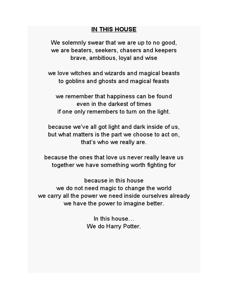 HP Poem - in This House | PDF