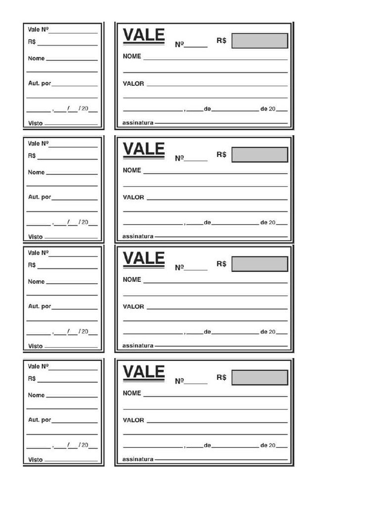 Modelo de Vale P Impressao | PDF