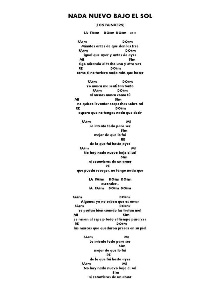 Nada Nuevo Bajo El Sol - Acordes | PDF
