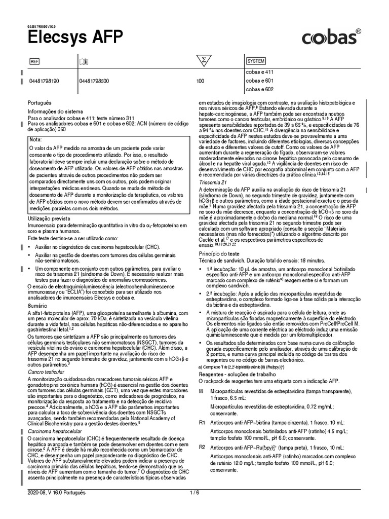 Elecsys AFP: A) Complexo Tris (2,2'-Bipiridil) Ruténio (II) (Ru (Bpy ...