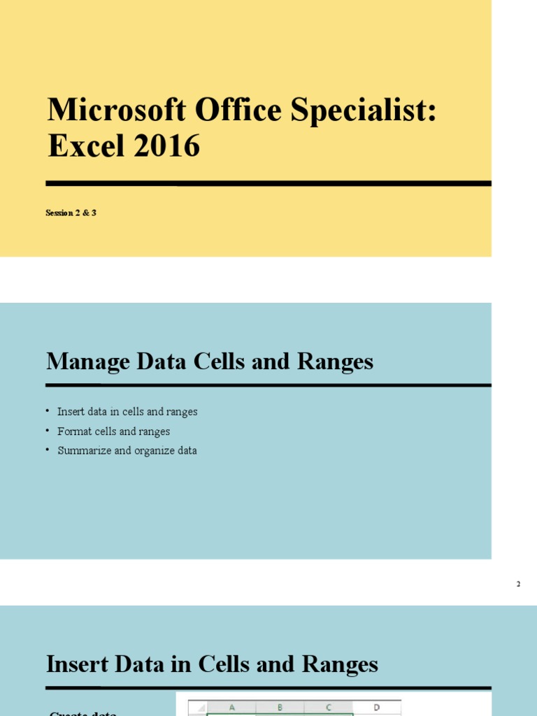 MOS - Excel 2016 - Session 2 & 3 - Hand Out | Download Free PDF ...