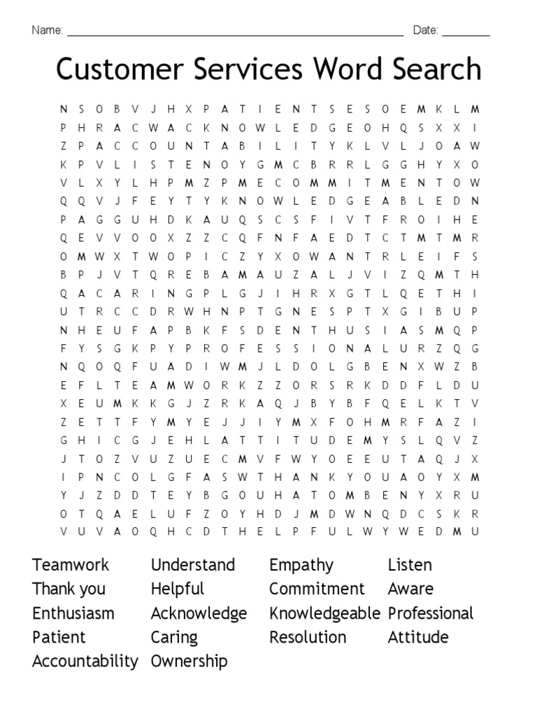 Customer Services Word Search 57499 6162fb28 | PDF | Psychology ...