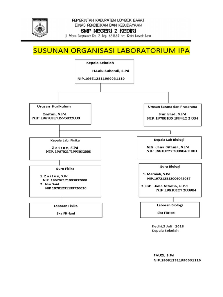Struktur Organisasi Lab IPA | PDF