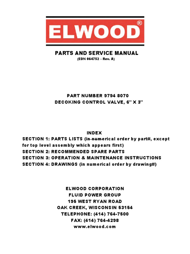 Elwood Decoking Control Valve Manual | PDF | Screw | Valve