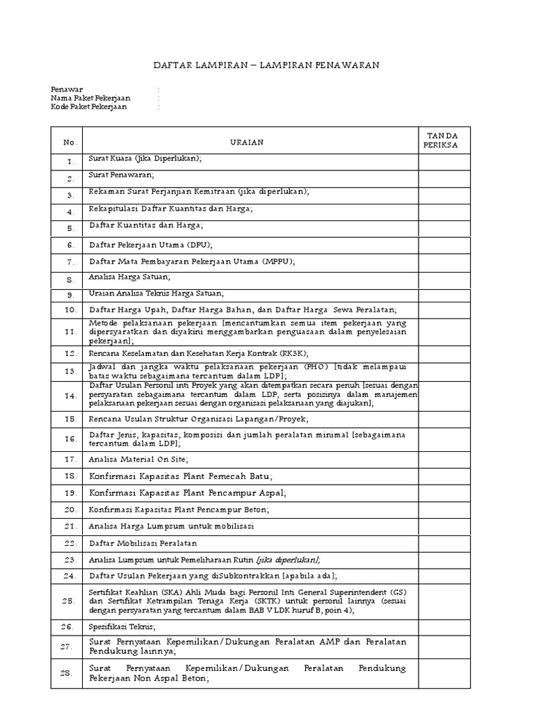Lampiran Dokumen Pengadaan | PDF