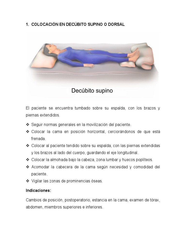 COLOCACIÓN EN DECÚBITO SUPINO O DORSAL | PDF | Rodilla | Abdomen