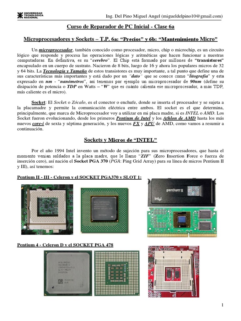 Clase 6a - Micros y Sockets - Practico 6a y 6b | PDF | Microprocesador ...