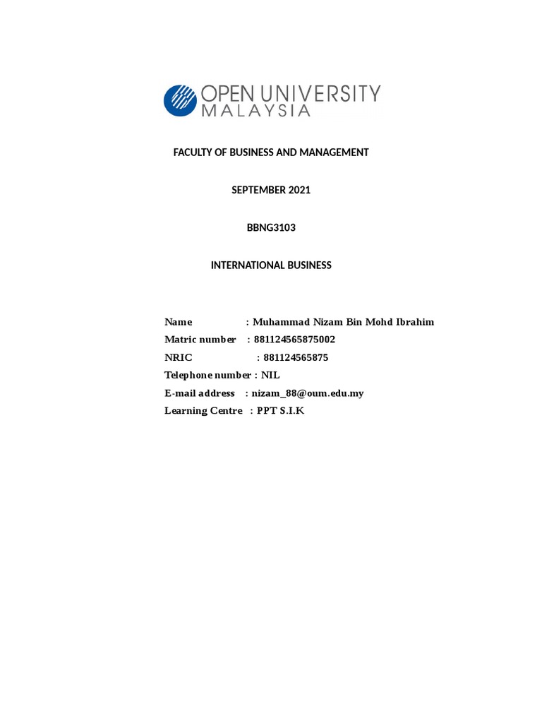 EXE 4 - BBNG3103 - International - Business - 881124565875002 | PDF ...