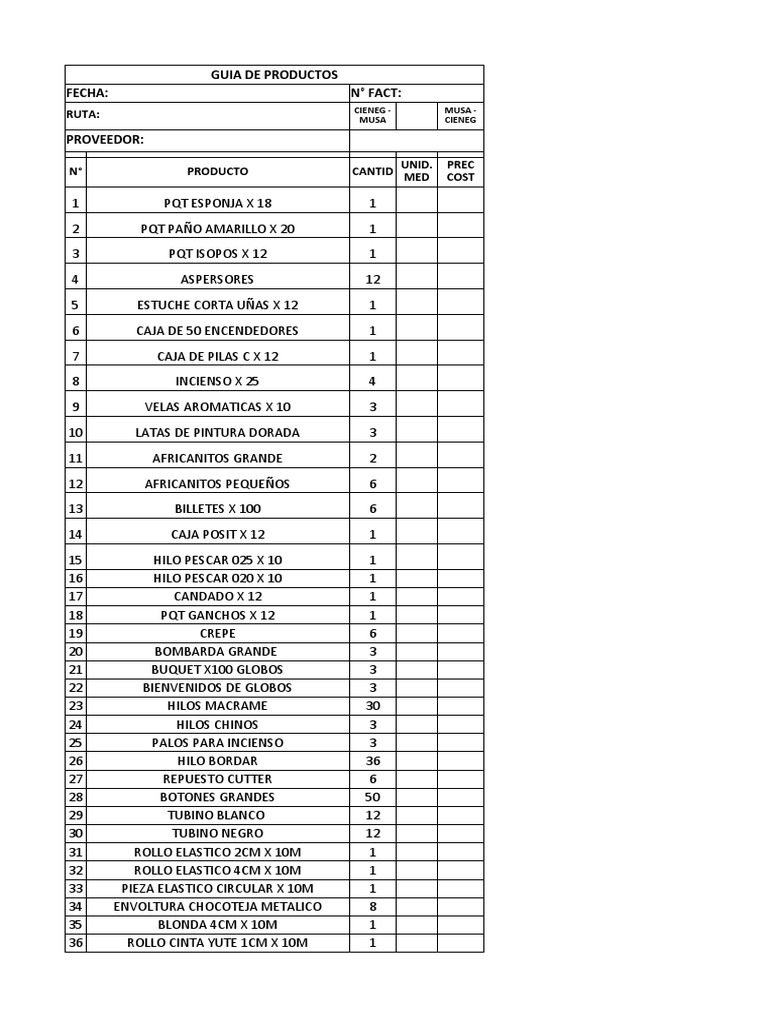 Formato Guia de Productos | PDF