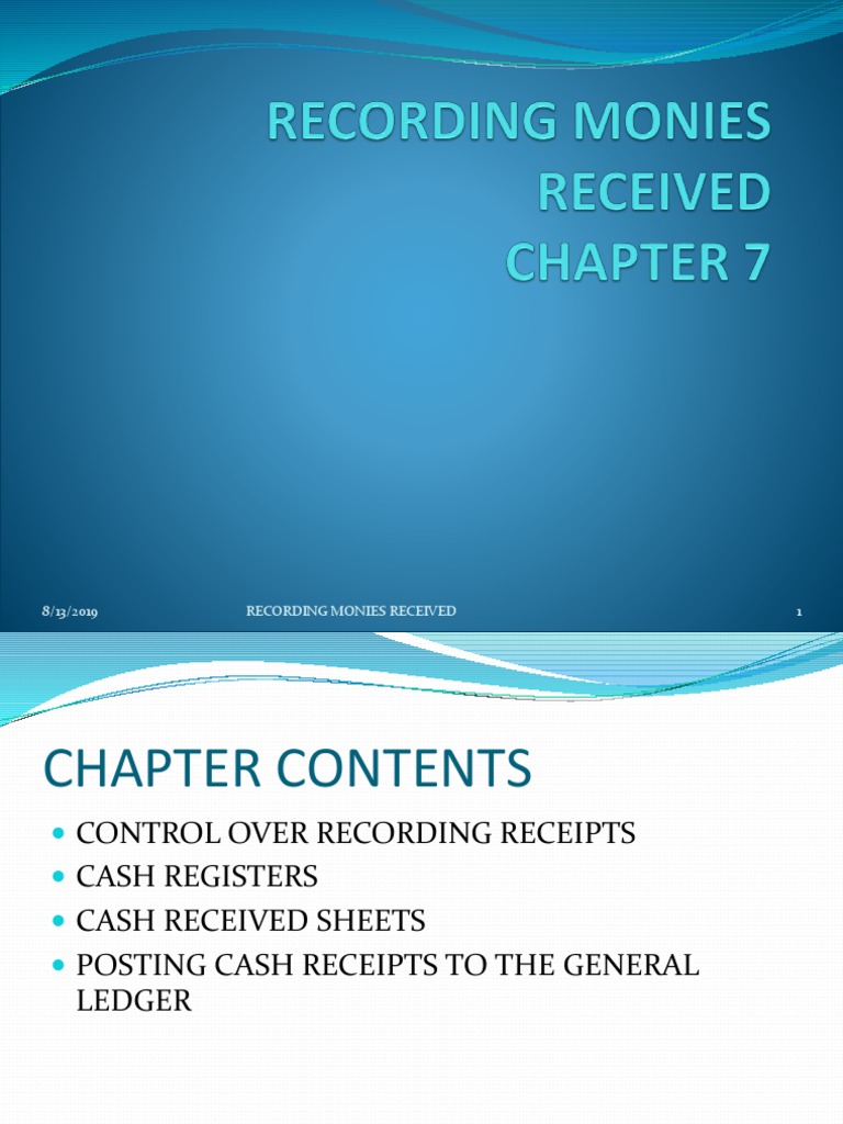 7 Recording Monies Received - 740276888 | PDF | Receipt | Cash