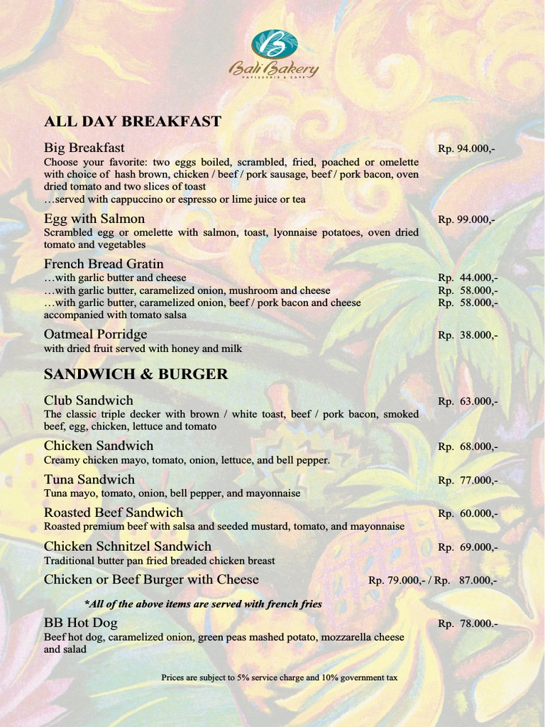 Bali Bakery Menu Hayam Wuruk 202204 | PDF | Pizza | Curry