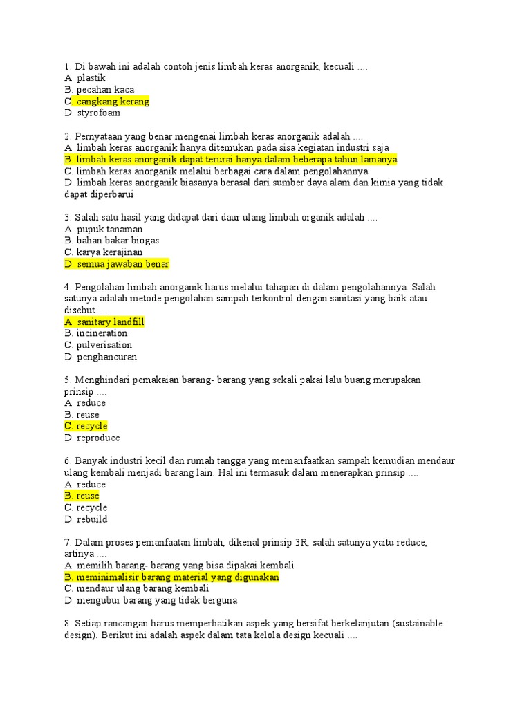 Latihan Soal Prakarya & Jawaban Kls 8 | PDF | Griya & Taman