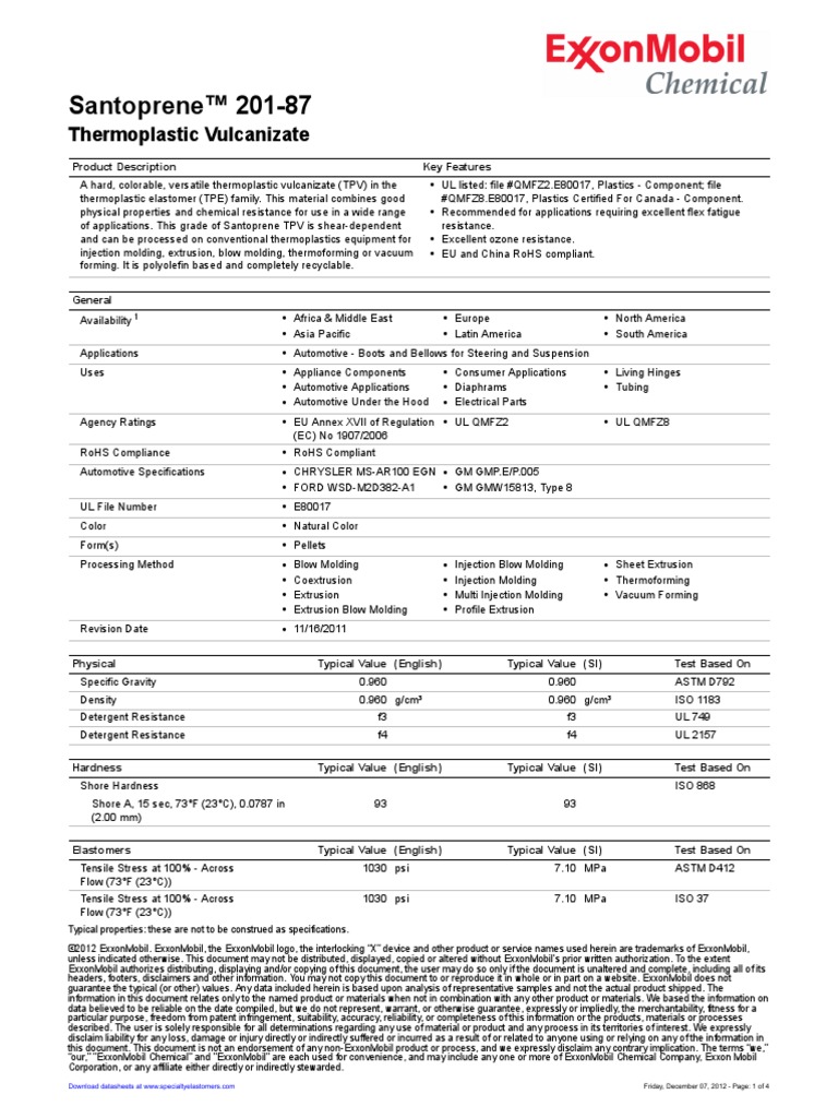 Santoprene 201 87 | PDF | Materials | Building Engineering