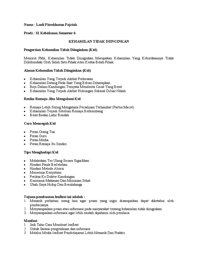 Deskripsi Leaflet KTD | PDF