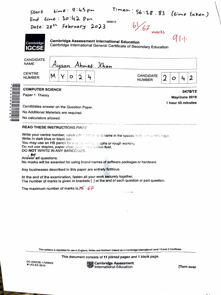 0478.12.M.J.2019 Paper 1 Practice | PDF | Computer Data Storage ...