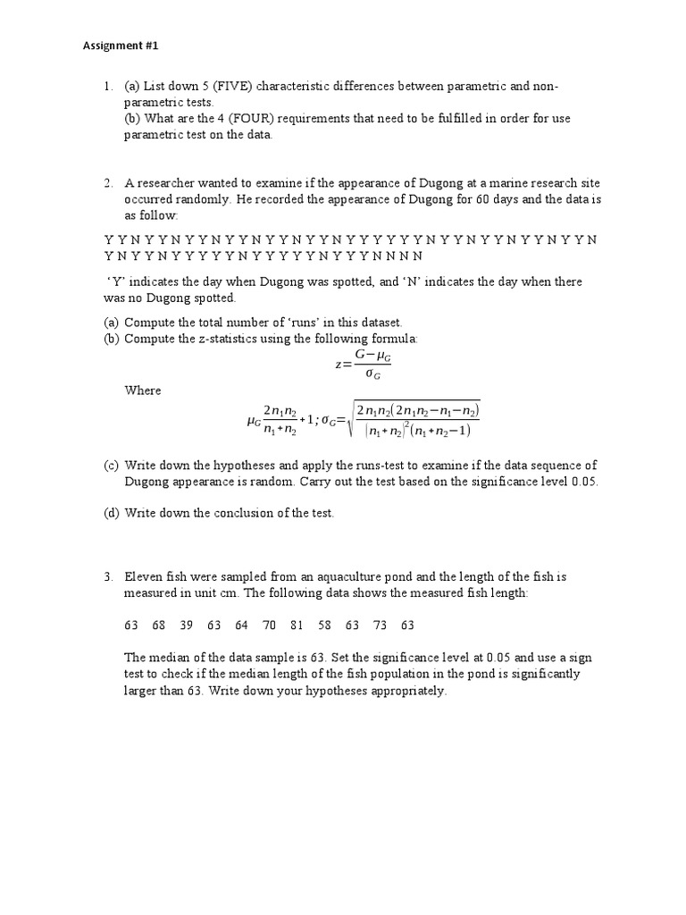 Assignment 1 One Sample Test Pdf 7222