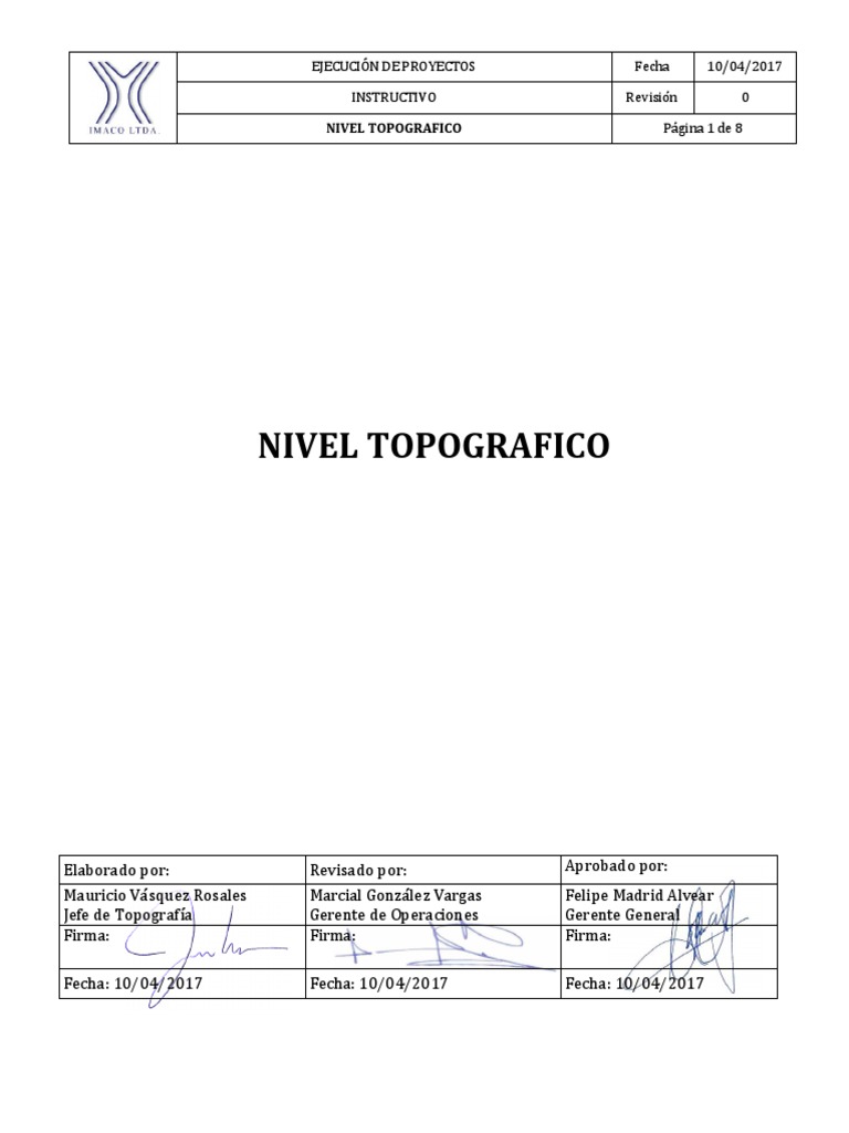 Verificación Nivel Topografico (Rev.0) | PDF | Calibración