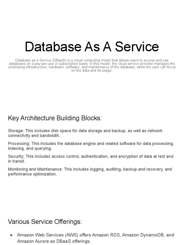Database As A Service | PDF | Cloud Computing | Databases Database As A Service | PDF | Cloud Computing | Databases