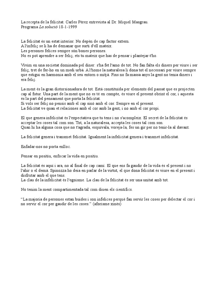 La Recepta de La Felicitat | PDF