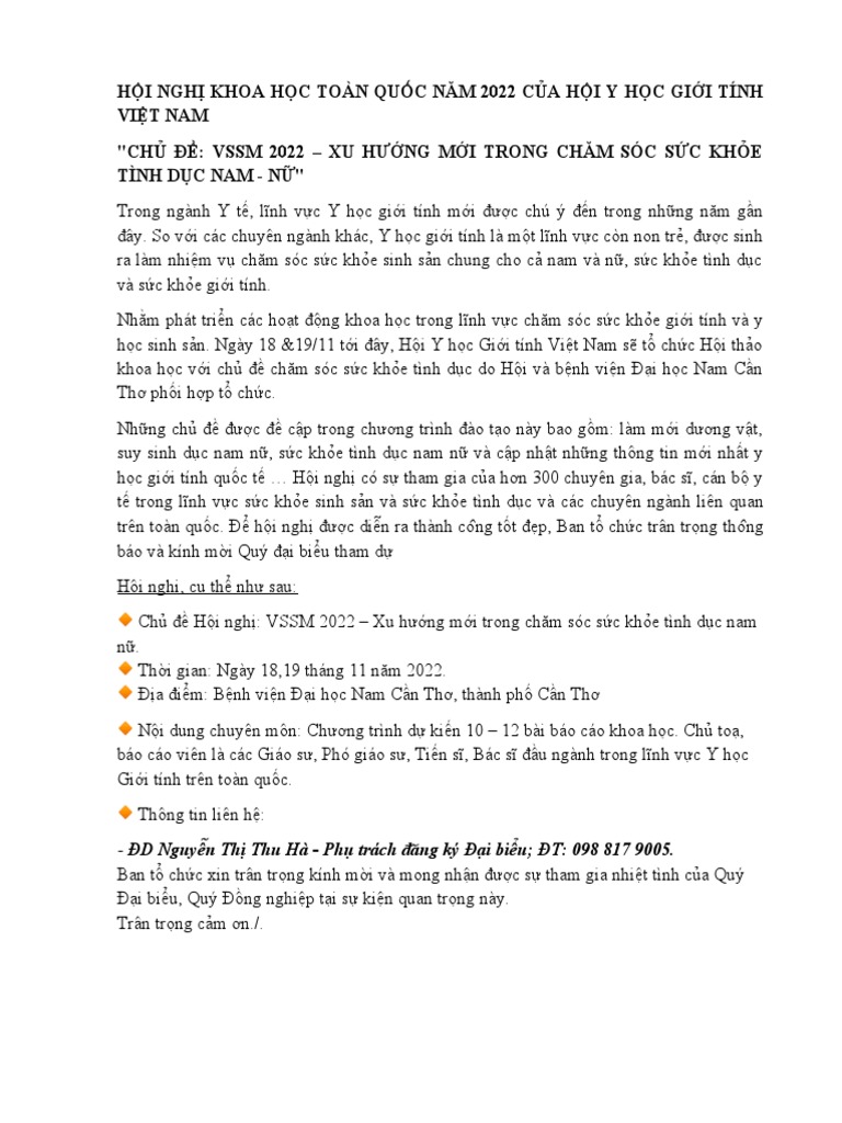 Giới thiệu về Hội Nghị YHGT | PDF
