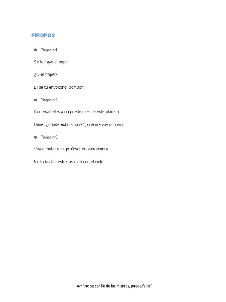Piropos: Piropo nr1 | PDF