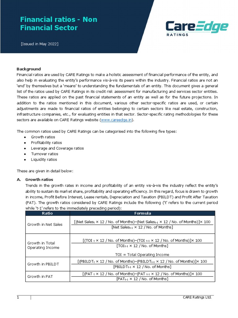 Financial Ratios - Non Financial Sector-May 22 | PDF | Debt | Preferred ...