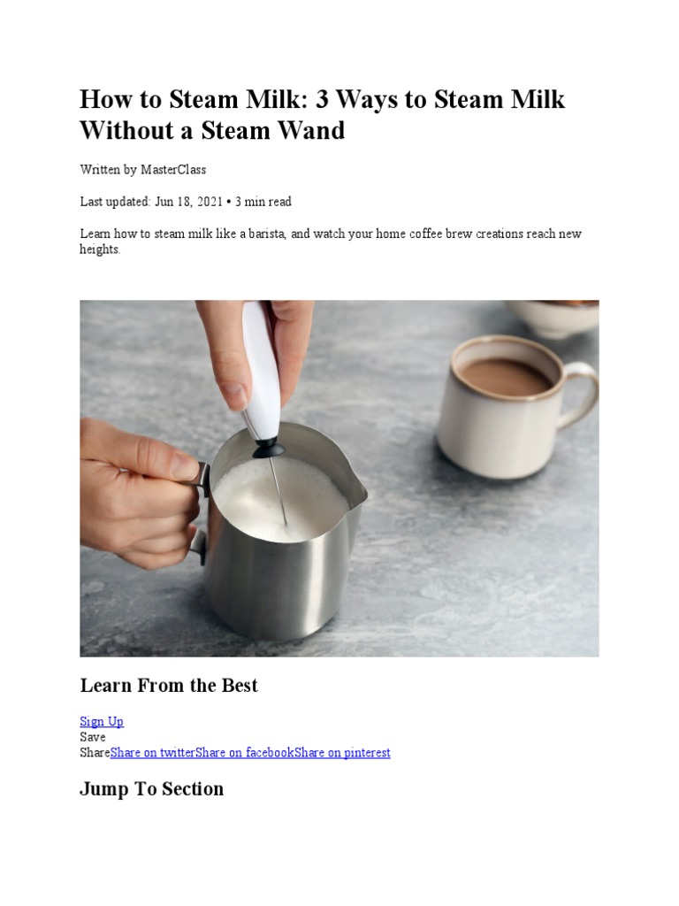 How To Steam Milk | PDF | Food And Drink | Drink