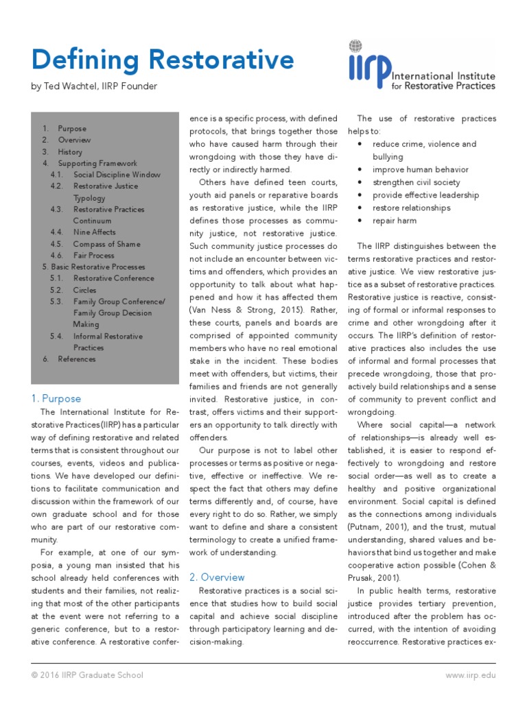 Defining Restorative - Nov 2016 | PDF | Restorative Justice | Applied ...