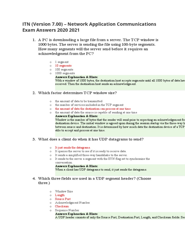 Exam 14-15 | PDF | Transmission Control Protocol | Port (Computer Networking)