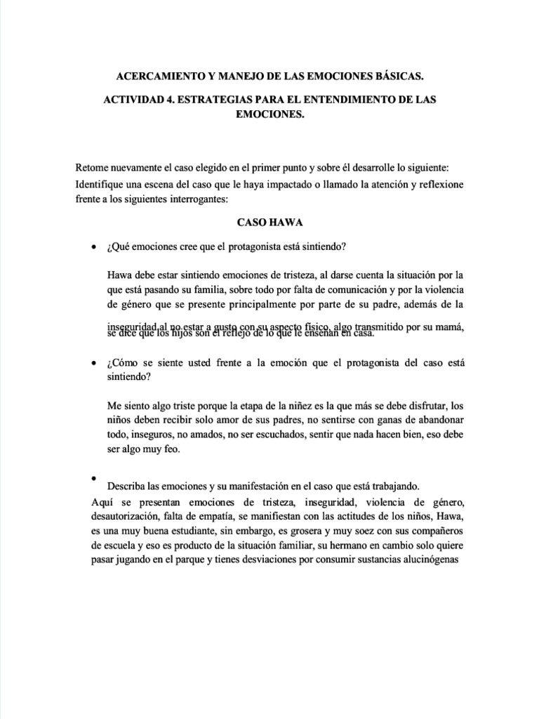 Actividad 4 Estrategias para El Entendimiento de Las Emociones | PDF