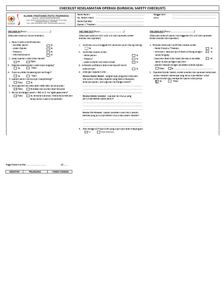 Safety Check List Who | PDF