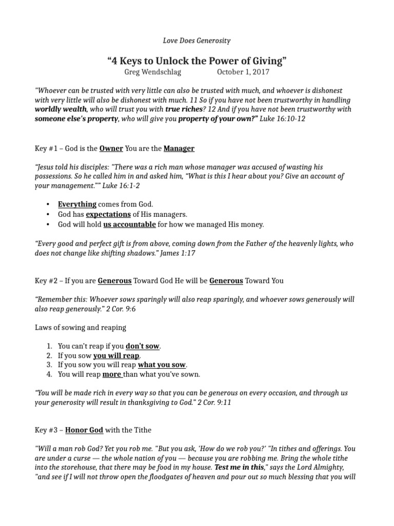 The Power of Giving - 1 | Download Free PDF | Tithe | Generosity