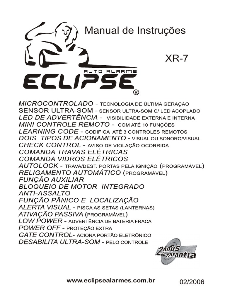 Manual de Instruções - Eclipse Alarmes | PDF | Corrente elétrica | Motores