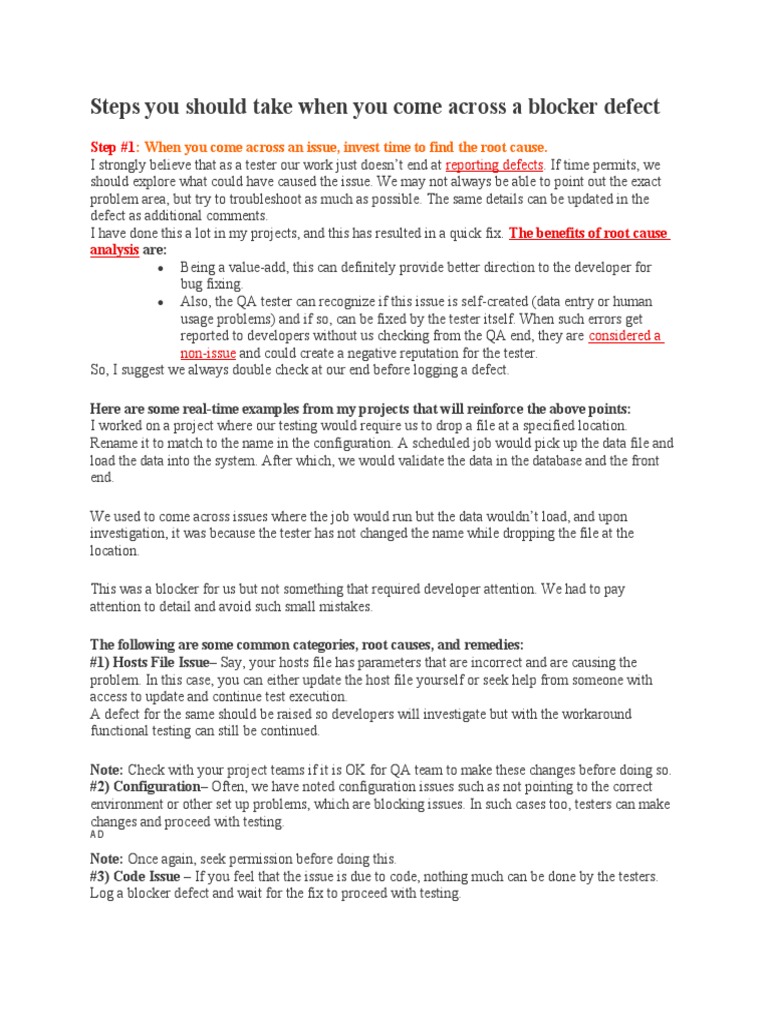 3 Strategies For Dealing With A Blocker Defect | PDF | Software Testing ...