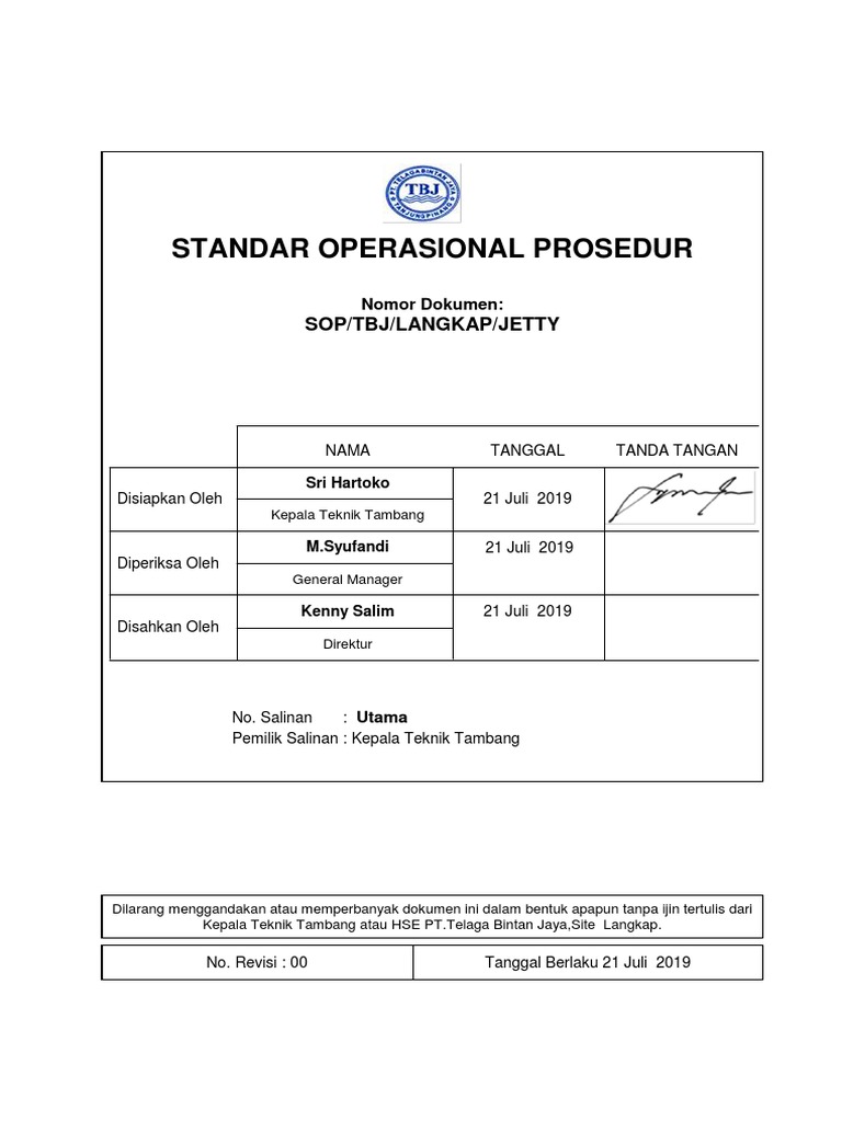 SOP HSE 030 Jetty-1 | PDF