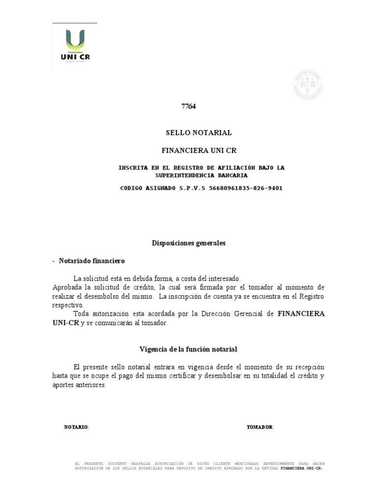 Sello Notarial PF | PDF | Negocios | Finanzas y dinero