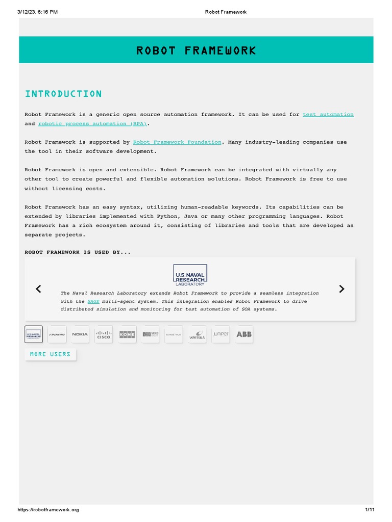 Robot Framework | PDF | Java (Programming Language) | Selenium (Software)