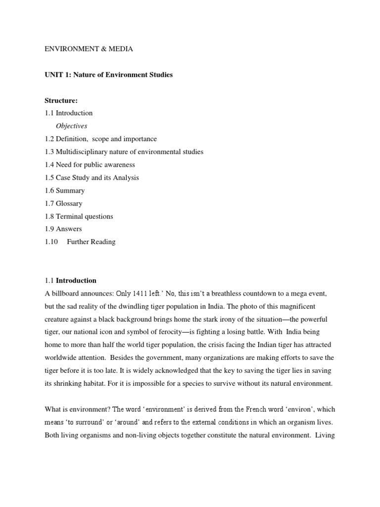 Unit 1-Environmental Studies | PDF | Global Warming | Environmentalism