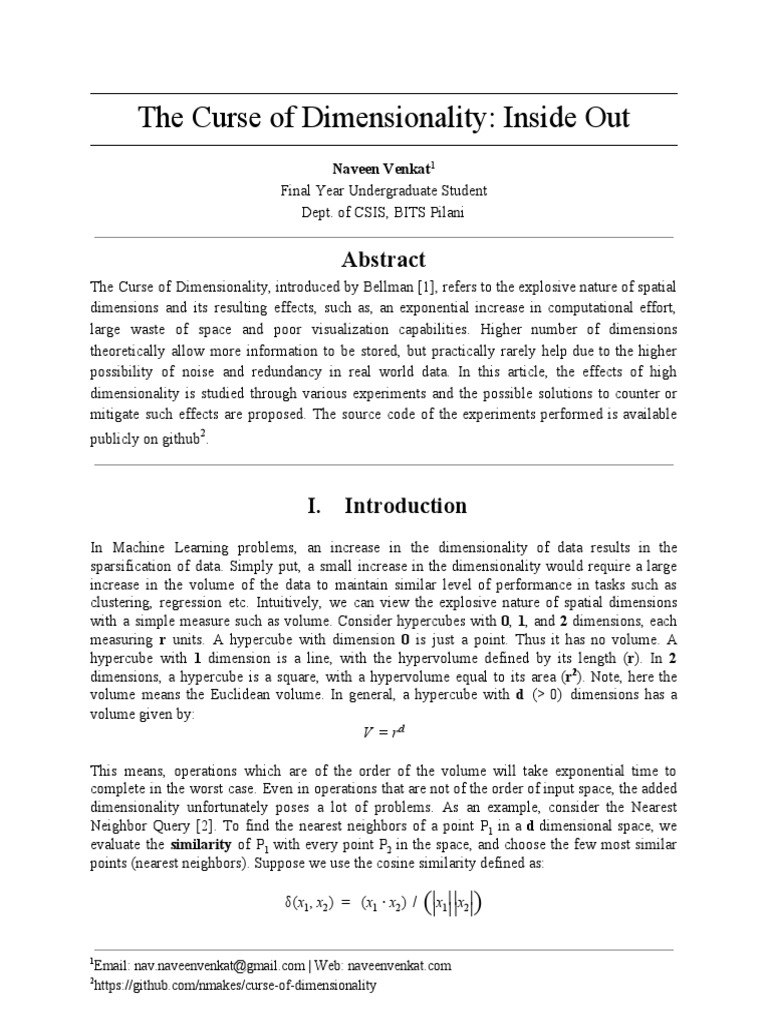 The Curse of Dimensionality - Inside Out 2 | PDF | Dimension | Norm (Mathematics)