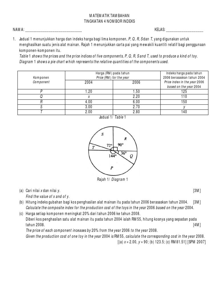 AddMaths SOALAN SPM LEPAS2 T4 NOMBOR INDEKS MATEMATIK TAMBAHAN | PDF