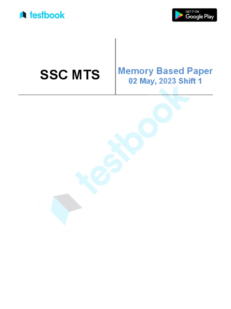 SSC MTS Memory Based Paper (Held On - 2nd May 2023 Shift 1) | PDF