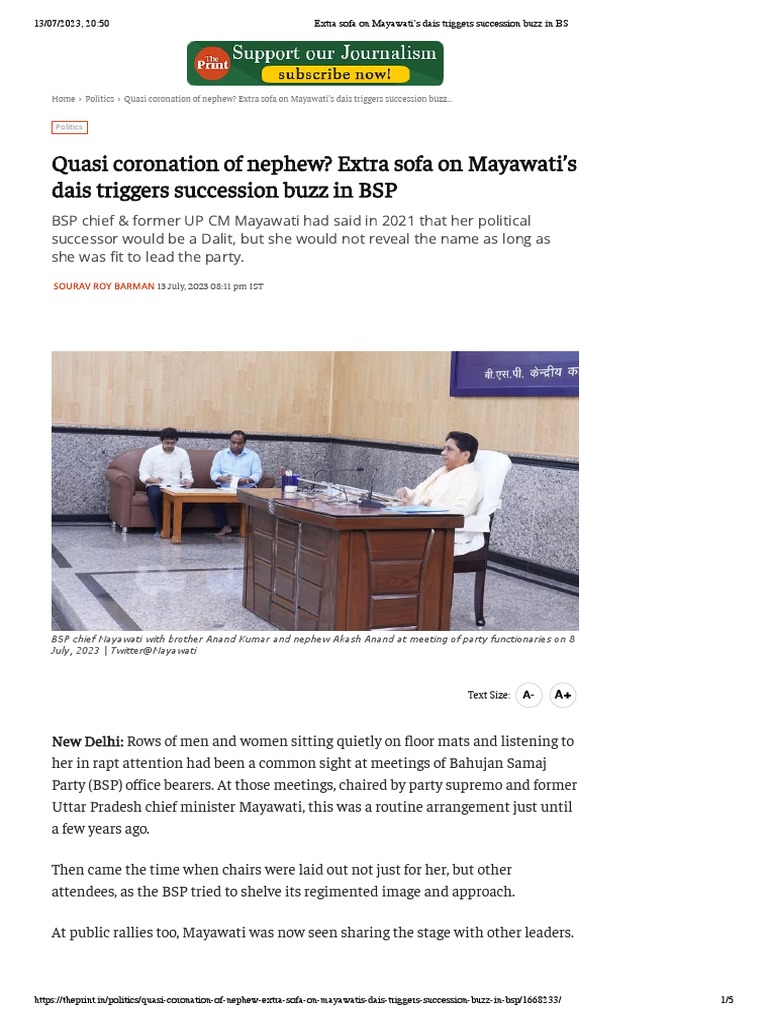 Extra Sofa On Mayawati's Dais Triggers Succession Buzz in BS | PDF ... Extra Sofa On Mayawati's Dais Triggers Succession Buzz in BS | PDF ...