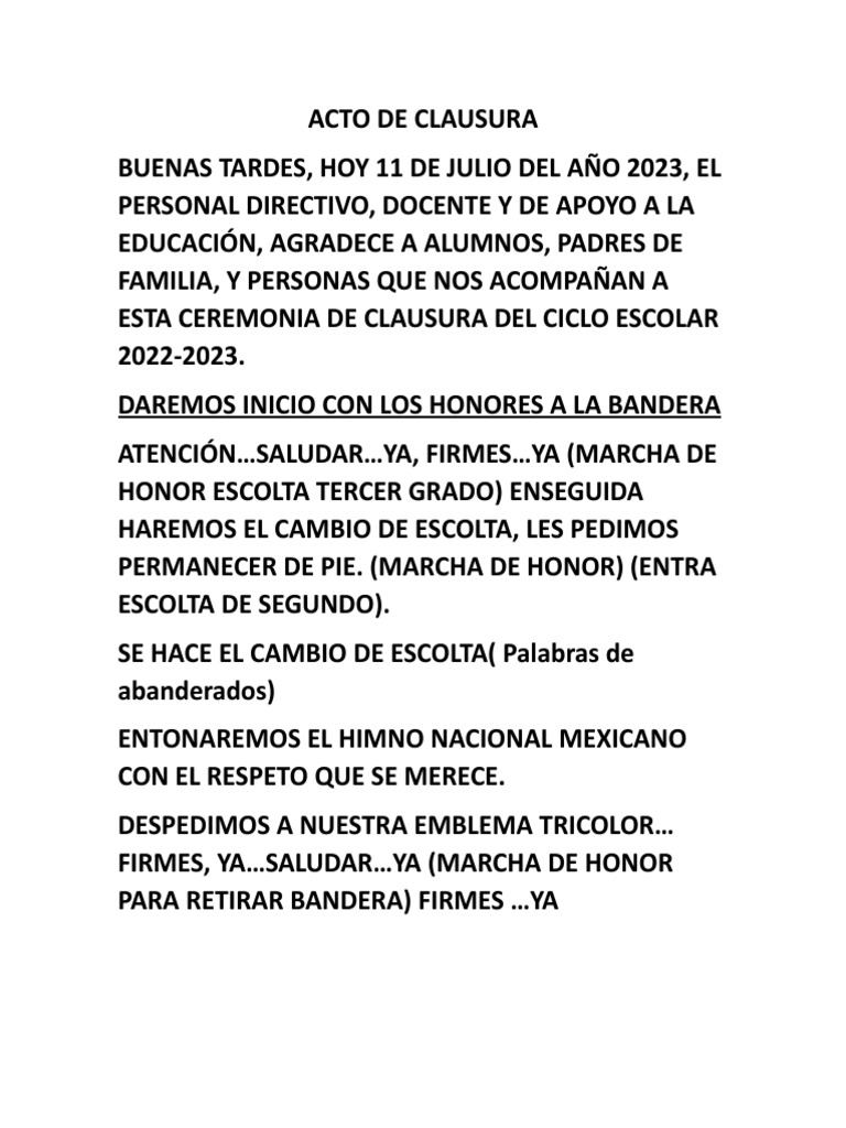 Acto de Clausura | PDF